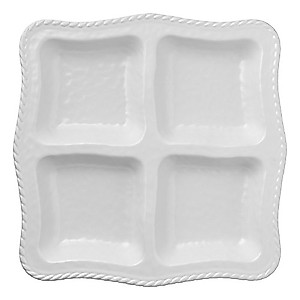 Merritt White Nautical Rope 13.5-inch Divided Melamine Chip & Dip Platter