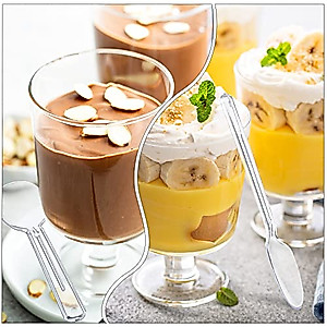 200 Pack 3.5 oz Mini Dessert Cups with Spoons Clear Plastic Parfait Appetizer Cups Small Appetizer Shooter Cups Disposable Mini Plastic Mousse Cups Pudding Fruit Ice Cream Cups for Wedding Party