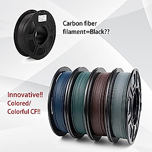 IEMAI 3D Printer Filament Bundle, Colorful Carbon Fiber PLA Filament 250g x 4 Spools, PLA Filament 1.75mm Dimensional Accuracy +/- 0.02mm (Blue/Blue Grey/Brown/Army Green)