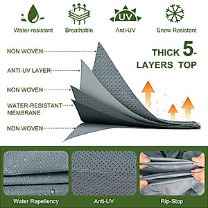 Mofeez Travel Trailer RV Cover, Extra-Thick Upgraded 5 Layers for Camper Cover 24'-27' Windproof Waterproof Rip-Stop RV Covers with Adhesive Repair Patches, 2Pcs Extra Straps & 4 Tire Covers