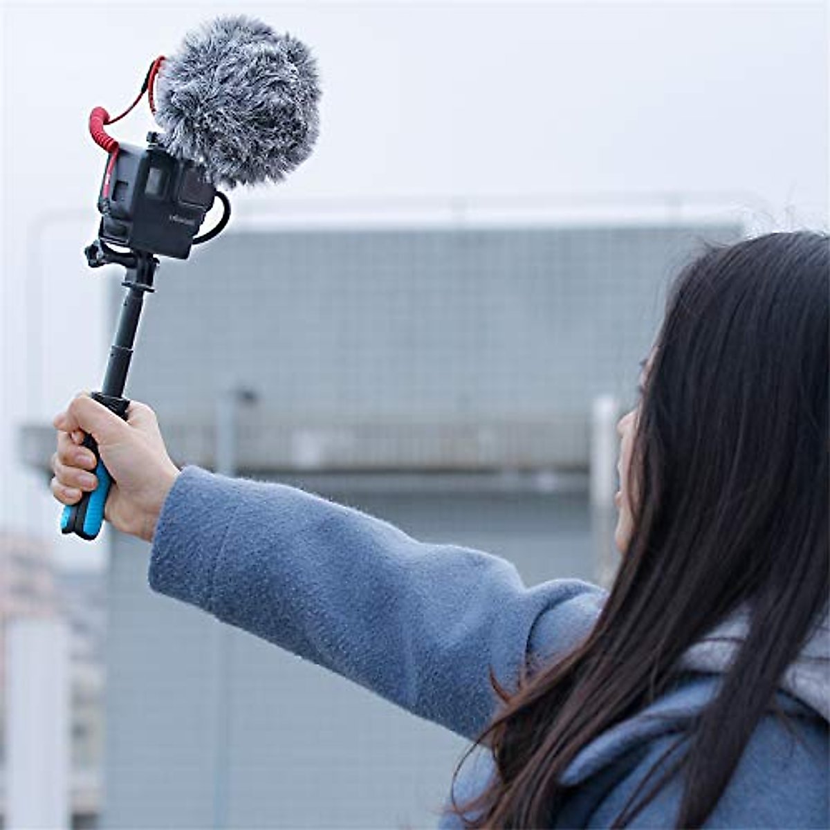V2 Housing Case Vlogging Frame with Microphone Cold Shoe Mount Compatible for GoPro Hero 7 6 5 Mic Audio Adapter Action Camera Accessories