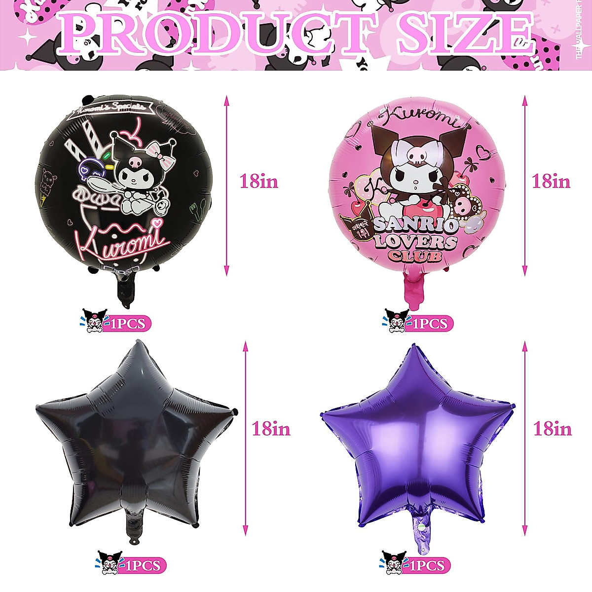 30Pcs Kawaii Anime Theme Balloon Set Include 6 Aluminum Foil balloons, 24 Cartoon Latex Balloons Ideal for Boys Girls Birthday Party, School Outdoor Activities, Indoor Room Outdoor Events Decor