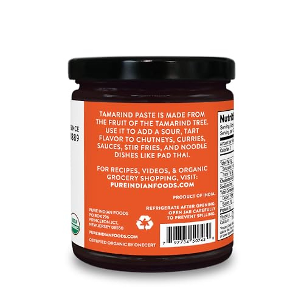 Pure Organic Tamarind Paste Concentrate - Sweet and Sour Sauce for Indian Chutney and Thai curry, Gluten Free, No Sugar Added, Glass Jar (1 PACK)