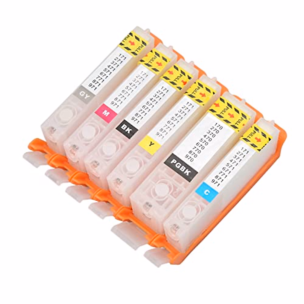 5PCS Ink Cartridge, Reusable Printing Ink Cartridge PGBK BK C M Y 5 Color for Printing (170-171)