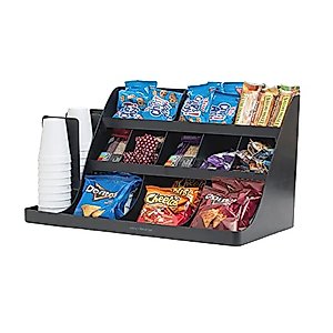 Mind Reader 14 Compartment 3 Tier Large Breakroom Coffee Condiment Organizer, Black