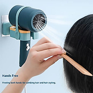 Rotatable Universal Hands Free Hair Dryer Holder Wall Mounted,Blow Dryer Holder Wall Mounted,Hair Dryer Stand Holder Hands Free for Women, Save Space & Easy to Install on Bathroom Bedroom