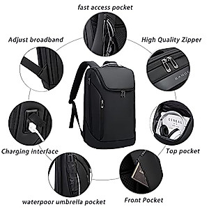 Uaskmeyt Travel Backpack for Men, Business Laptop Backpack Water Resistant Computer Backpack with USB Charging Port (Black1)