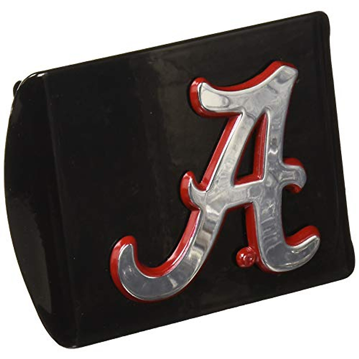 AMG University of Alabama Metal Emblem (Chrome with Crimson Trim) on Black Metal Hitch Cover