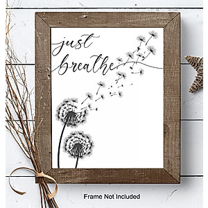 Inspiration Motivation Zen Wall Art & Decor - Just Breathe Wall Art - Encouragement Gift for Woman - Positive Quotes Wall Decor- Home Office Living room Bedroom Wall Art - Meditation Wall Art UNFRAMED