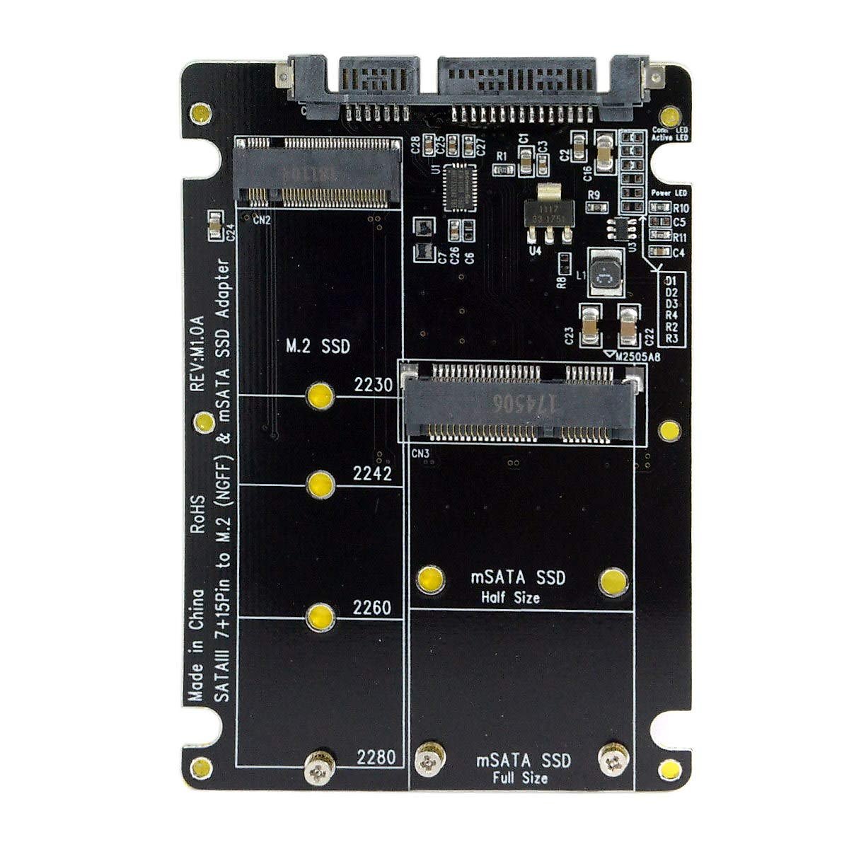 CableCC 2 in 1 Combo M.2 NGFF B-key & mSATA SSD to SATA 3.0 Adapter Converter Case Enclosure