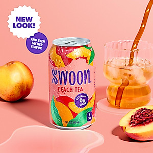 Swoon Peach Tea - Sugar Free Fruit Tea, Low Carb, Paleo-Friendly, Gluten Free Iced Tea - Flavored Tea Keto Drinks Made with Organic Black Tea and Sweetened by Monk Fruit and Stevia (Pack of 12)