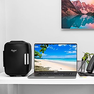 Cooluli Mini Fridge for Bedroom - Car, Office Desk & Dorm Room - Portable 4L/6 Can Electric Plug In Cooler & Warmer for Food, Drinks, Skincare Beauty & Makeup - 12v AC/DC & Exclusive USB Option, Black