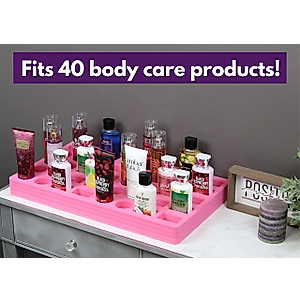 Polar Whale 2 Lotion and Body Spray Stand Organizers Large Tray Pink Durable Foam Washable Waterproof Insert for Home Bathroom Bedroom Office 23.25 x 13.5 x 2 Inches 40 Slots 2pc Pair Set
