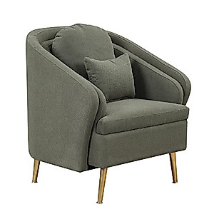 Goohome Mid Century Modern Accent Chair Single Sofa Comfy Upholstered Armchair Living Room Furniture, ReadingChair with Lumbar Pillow and Metal Legs for Bedroom, Lounge