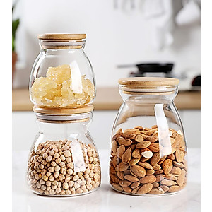 RockTrend Clear Glass Food Sealed Storage Container Spice Jar Coffee Bean Storage Jar with Wooden Lid