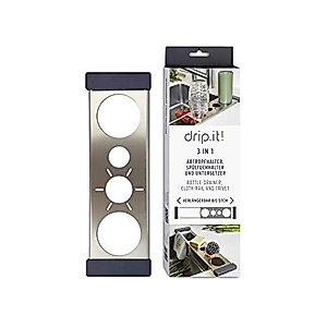 Sanni Shoo Drip.it | Multifunctional Space Saving Stainless Steel Kitchen Sink Caddy | Bottle Holder | Compatible with Sodastream Bottles for Aqua Fizz, Penguin and Other Bottles | Drainer & Organizer