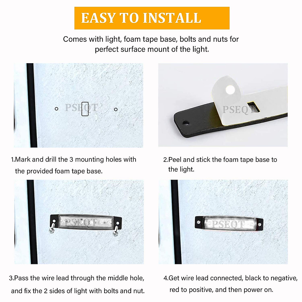 PSEQT 10 Pcs LED Rock Strip Lights Car Underglow Wheel Fender Well Lighting Kits Waterproof for Golf Cart Wrangler Offroad Truck RV UTV ATV Snowmobile (White)