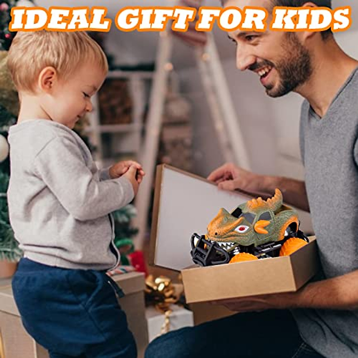 Dinosaur Remote Control Cars Toys for Boys Kids, Remote Control Dinosaur Car Toys, RC Dinosaur Truck Toys, Mini Dino Car Toys with 4-Channel Off-Road RC Race Cars for Toddlers Birthday Gifts