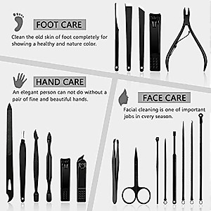 Manicure Set - WoneNice 19pcs Professional Nail Clipper Kit & Pedicure Kit with Case for Women and Men, Gift Ready