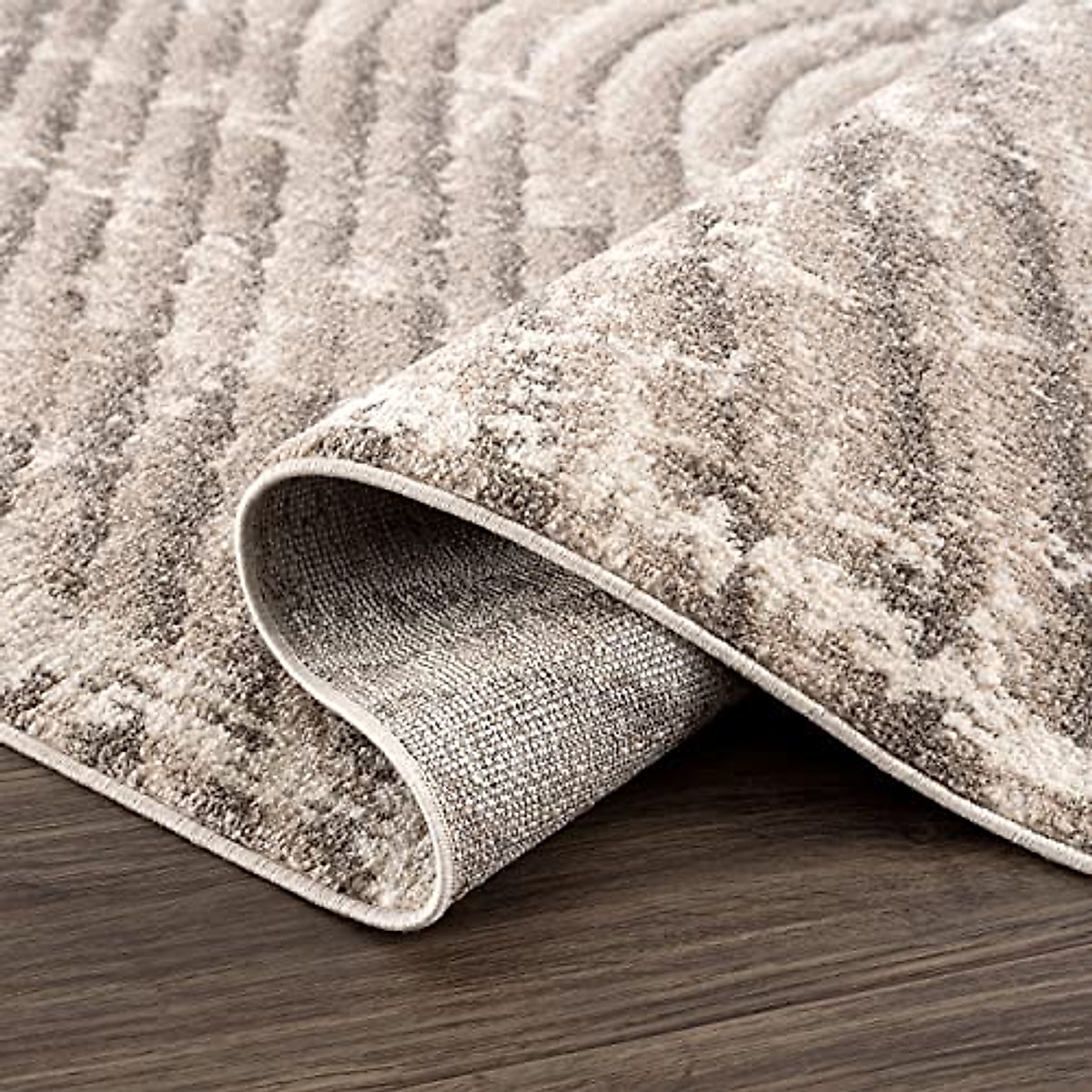 Abani Rugs Contemporary Sand Dunes Area Rug - Modern 6’ x 9’ Blue & Beige Premium No-Shed Under Table Area Rug