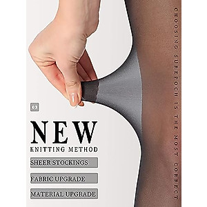 SUREPOCH Thigh High Stockings for Women, Silicone Lace Top Stay Up, Sheer 20D Nylon Pantyhose, 1-2 Pairs