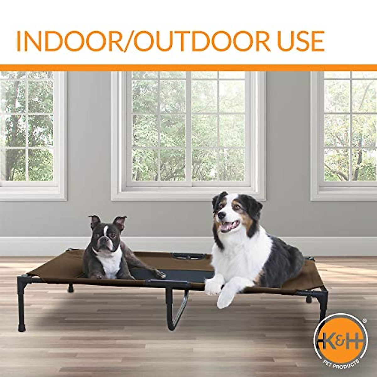 K&H Pet Products Original Pet Cot Elevated Dog Bed Chocolate/Black Mesh X-Large 32 X 50 X 9 Inches