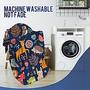 Levens Forest Animals Throw Blanket Gifts for Women Girls, Warm Deer Rabbit Owl Fox Theme Decor for Couch Bed Sofa Travelling, Birthday Christmas Soft Cozy Lightweight Blankets for Kids 50"x60"