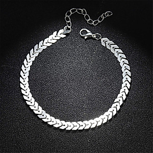 Bonlting Fashion Ankle Bracelet Women Sterling Silver Anklet Foot Jewelry Chain Beach