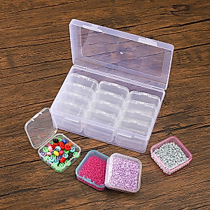 doovide Bead Organizer Box, 12Pcs Small Bead Organizers and Storage Plastic Cases Mini Clear Bead Storage Containers Boxes with Hinged Lid and Rectangle for Bracelet Making DIY Jewelry Craft Nail