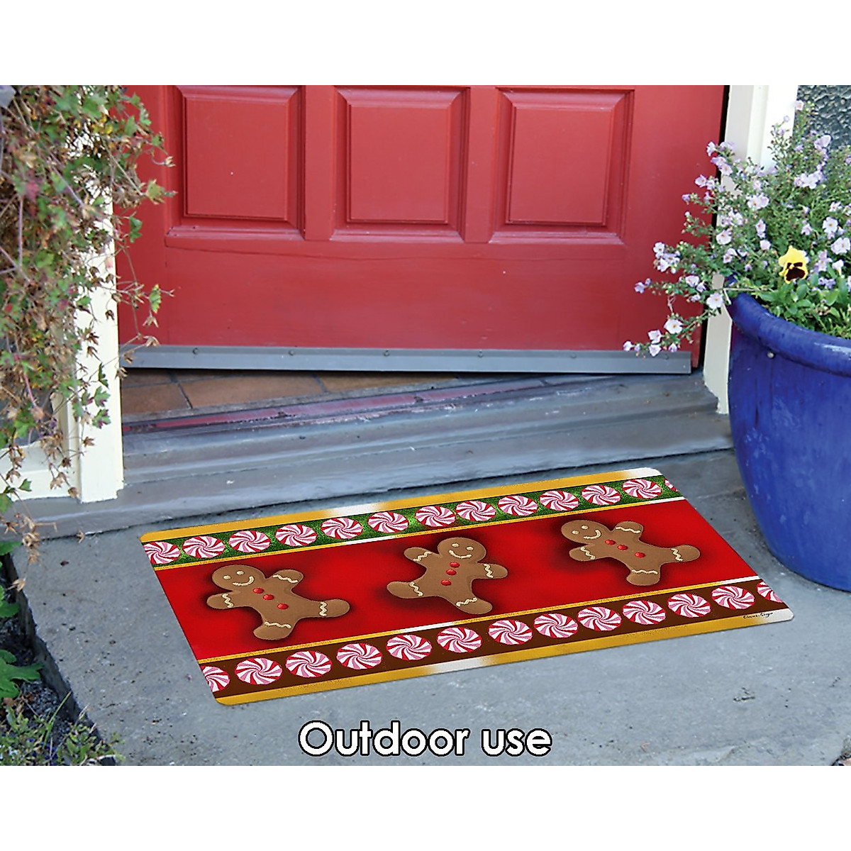 Toland Home Garden 800099 Gingerbread Men Winter Door Mat 18x30 Inch Christmas Outdoor Doormat for Entryway Indoor Entrance