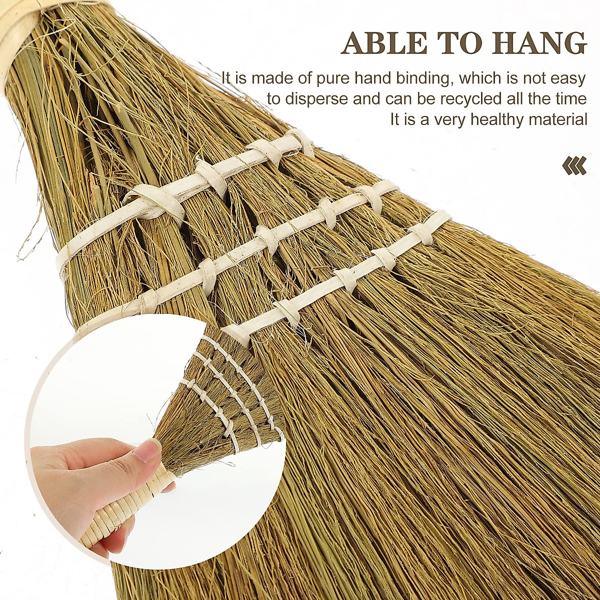 2pcs Small Natural Whisk Broom Sweeping Hand Handle Broom Asian Thai Duster Whisk Broomstick Straw Soft Broom for Cleaning Dustpan Desktop L Hand Broom