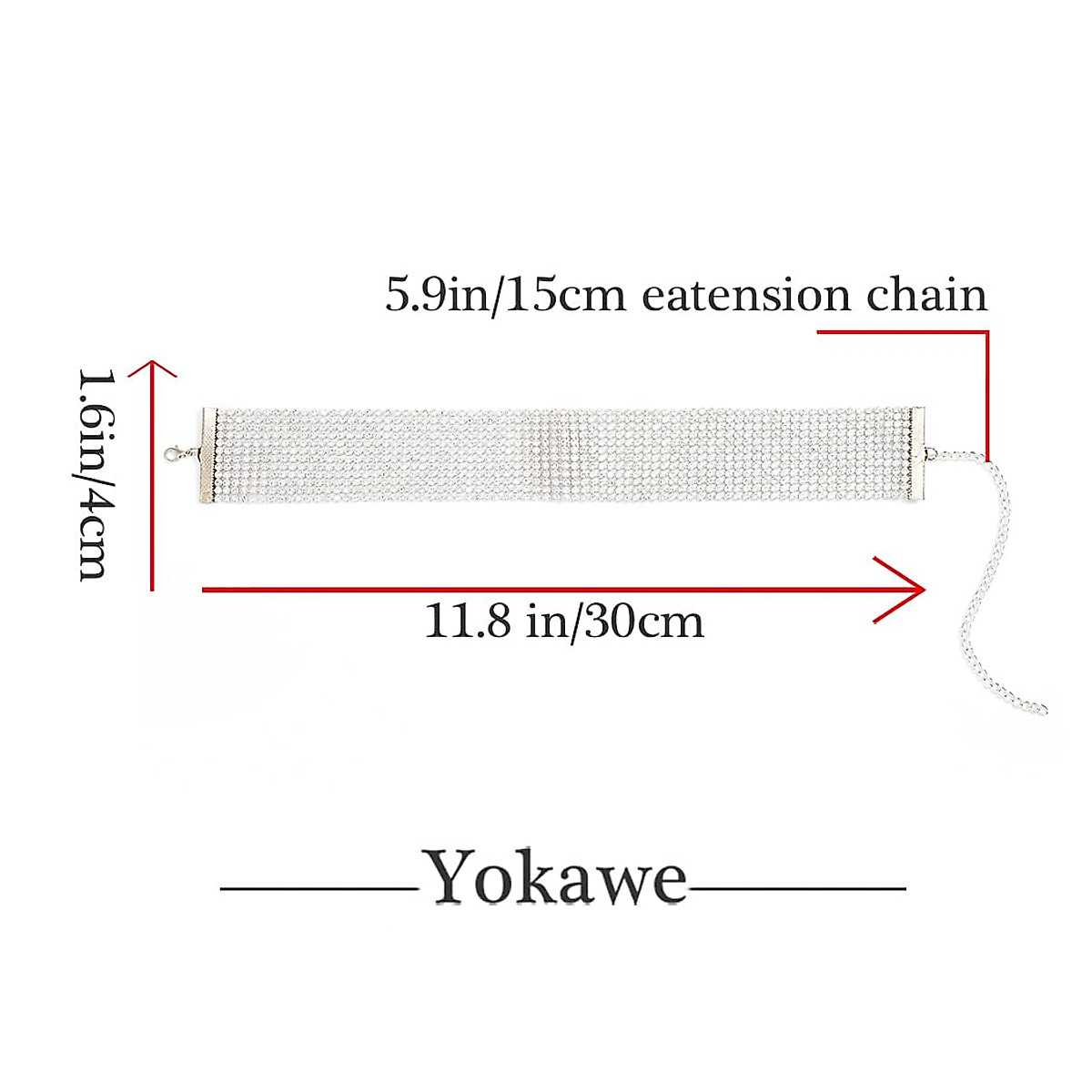 Yokawe Sparkly Crystal Necklace Silver Rhinestone Diamond Choker Gitter Wide Collar Necklaces Wedding Party Rave Neck Jewelry Accessories for Women(Silver)