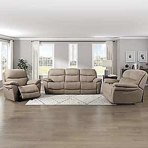 Lexicon Lapointe Wall-Hugger Power Double Reclining Loveseat, Tan