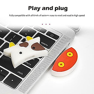 USB Flash Drive 32GB Cute Cow Pattern USB Drive Thumb Drives USB 2.0 Memory Stick for External Data Storage, White Red