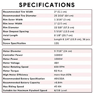 AW Electric Bike Conversion Kit 48V 1000W 26" Rear Wheel Powerful Motor E-Bike Conversion Kit Dual Mode Controller W/LCD Display Twist Throttle PAS Ebike Wheel Kit