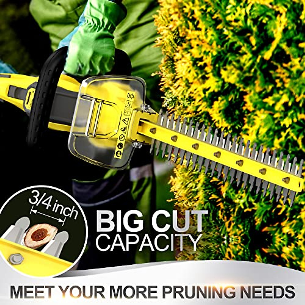 Walensee 20V MAX Cordless Hedge Trimmer, 1400RPM Electric Bush Trimmer w/ 22-Inch Dual-Action Blade, 0.67" Cutting Capacity & 5.9lb Lightweight Shrubbery Trimmer, 2.0Ah Battery & Fast Charger Included