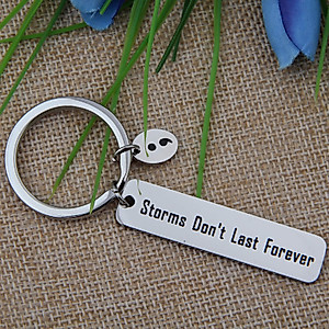 QIIER Storms Don't Last Forever Semicolon Keychain Suicide Prevention Awareness Depression Awareness Inspirational Semi Colon Jewelry (silver)