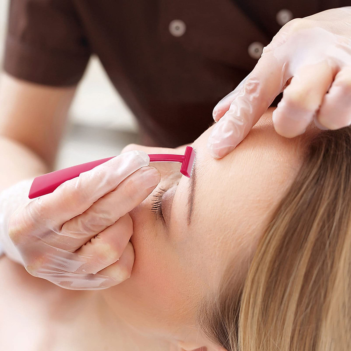 HEALLILY 6pcs Eyebrow Razor Stainless Steel Eyebrow Shaving Tool Facial Hair Remover Manual Beard Shaver for Women Men Beauty Travel Red