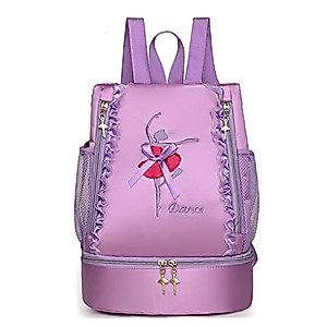 iiniim Girls Ballet Backpack Princess Dancing Rucksack Kids Latin Dancing Bags Gym Outdoor Travel School Backpack Type A Purple One Size