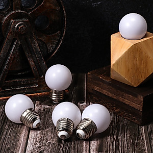 LED Night Light Bulb 1 Watt Low Wattage LED Bulbs 7.5 Watt Equivalent 4511220 Lighting S11 White LED Lightbulb Small Globe with E26 Medium Base G45 2700k Not Dimmable for Outdoor Christmas, 8 Pieces