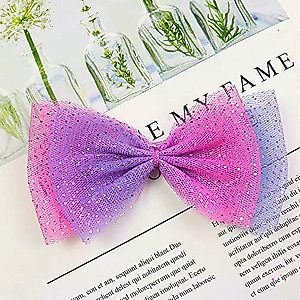 DADAXIE Rainbow Glitter Tulle Rolls 6 x 10 Yards(30 Feet) Purple Shimmer Color Fabric Ribbon for Table Chair Sash Hair Bow Tutu Skirt Costume Wedding Birthday Baby Shower (Rainbow Purple)