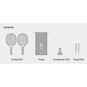 Aplum Padminton(Ping Pong+Badminton) for Outdoor Camping Office Include Racket(2EA), Shuttlecock(1EA), Pouch(1EA), Strap(2EA) (Grey)