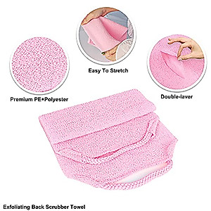 Back Scrubber for Shower，WOVTE 2 Pack Stretchable Nylon Exfoliating Body Scrubber Washcloth Towel Deep Cleans Skin Massages Blood Circulation Back Washer for Shower Men Women