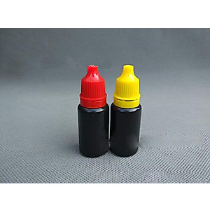 FZBNSRKO 50pcs 10 ml Black Plastic Empty Squeezable Dropper Bottles Eye Liquid Dropper Bottles with Muti-Color Caps