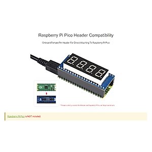 waveshare 4-Digit 8-Segment Display Module for Raspberry Pi Pico Embedded 74HC595 Driver SPI-Compatible Comes with Raspberry Pi Pico C/C++ and MicroPython Demo