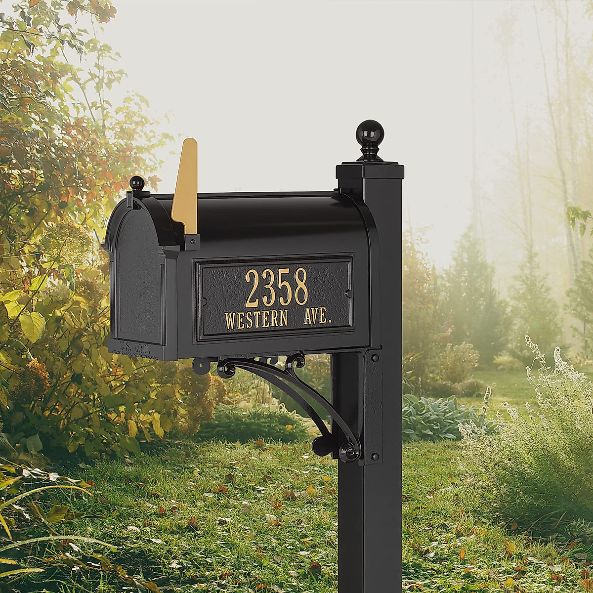 Whitehall Deluxe Streetside Mailbox Package,Black,Extra Large,70726