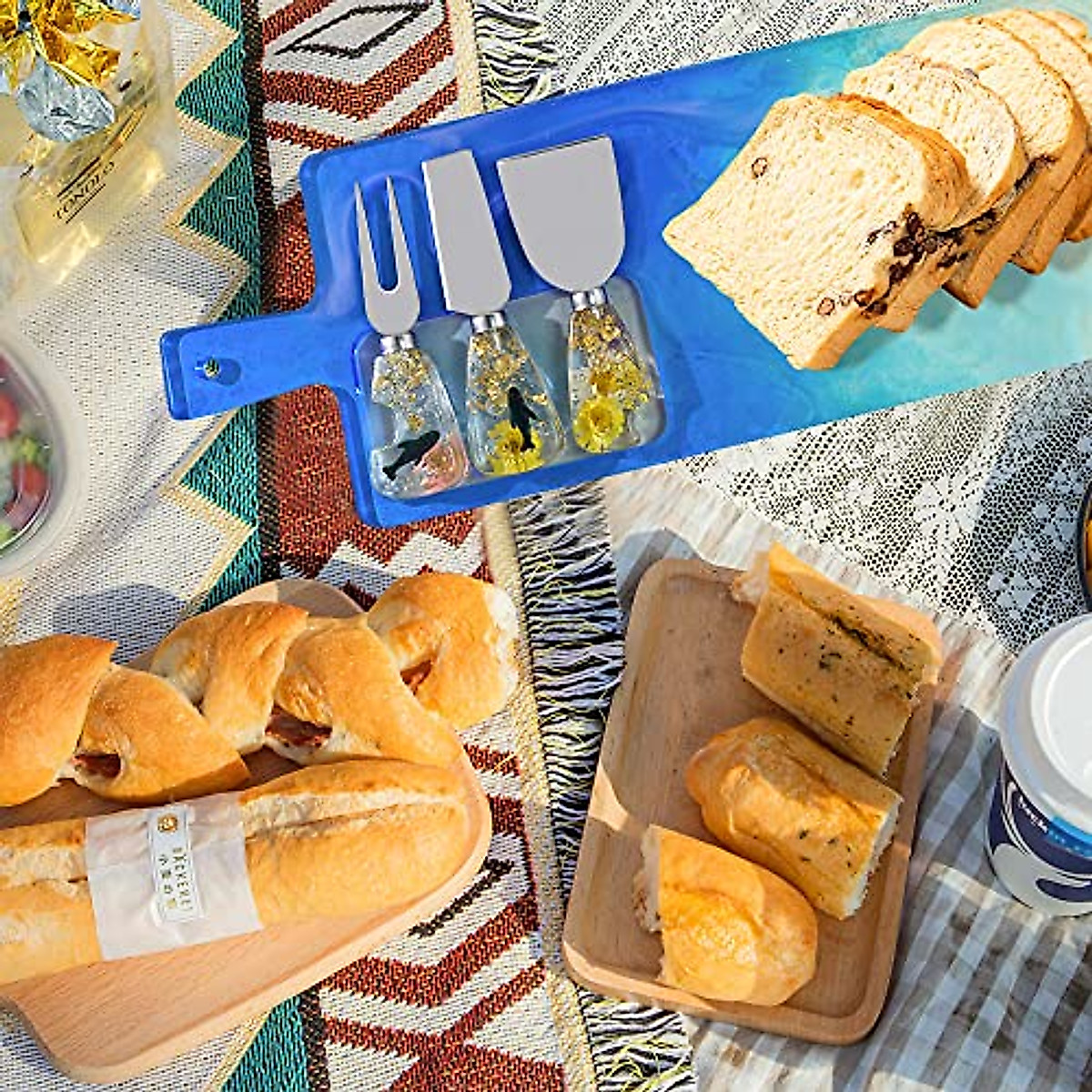 RESIN GO Handle Tray Silicone Molds, Rectangle Cutlery Tableware Serving Plate Epoxy Resin Silicone Molds, Cheese Hilt Handle Moldes for Knife Fork, Handmade Making Tools for Dinnerware Decoration