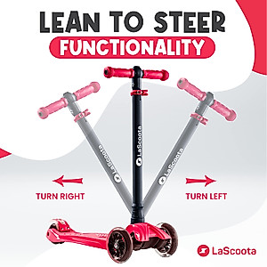 LaScoota 2-in-1 Kids Kick Scooter, Adjustable Height Handlebars and Removable Seat, 3 LED Lighted Wheels and Anti-Slip Deck, for Boys & Girls Aged 3-12 and up to 100 Lbs.