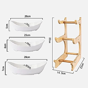 SEVEN SPARTA Tiered Fruit basket Fruit Bowl for Kitchen Counter, Elegant Combo of Ceramic Bowls and Bamboo Rack, Big Capacity, Easy Install, Multi-Occasion for Kitchen, Party, Restaurant and Gift