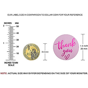 (3 Sizes-1.5") Pink Thank You Stickers, 1.5 inch Thank You Sticker Labels Roll, 500 Gold Foil Thank You Stickers Small Business, Adhensive Labels for Small Business Supplies (1.5 inch)